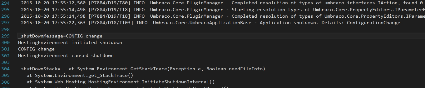 hostingenvironment initiated shutdown